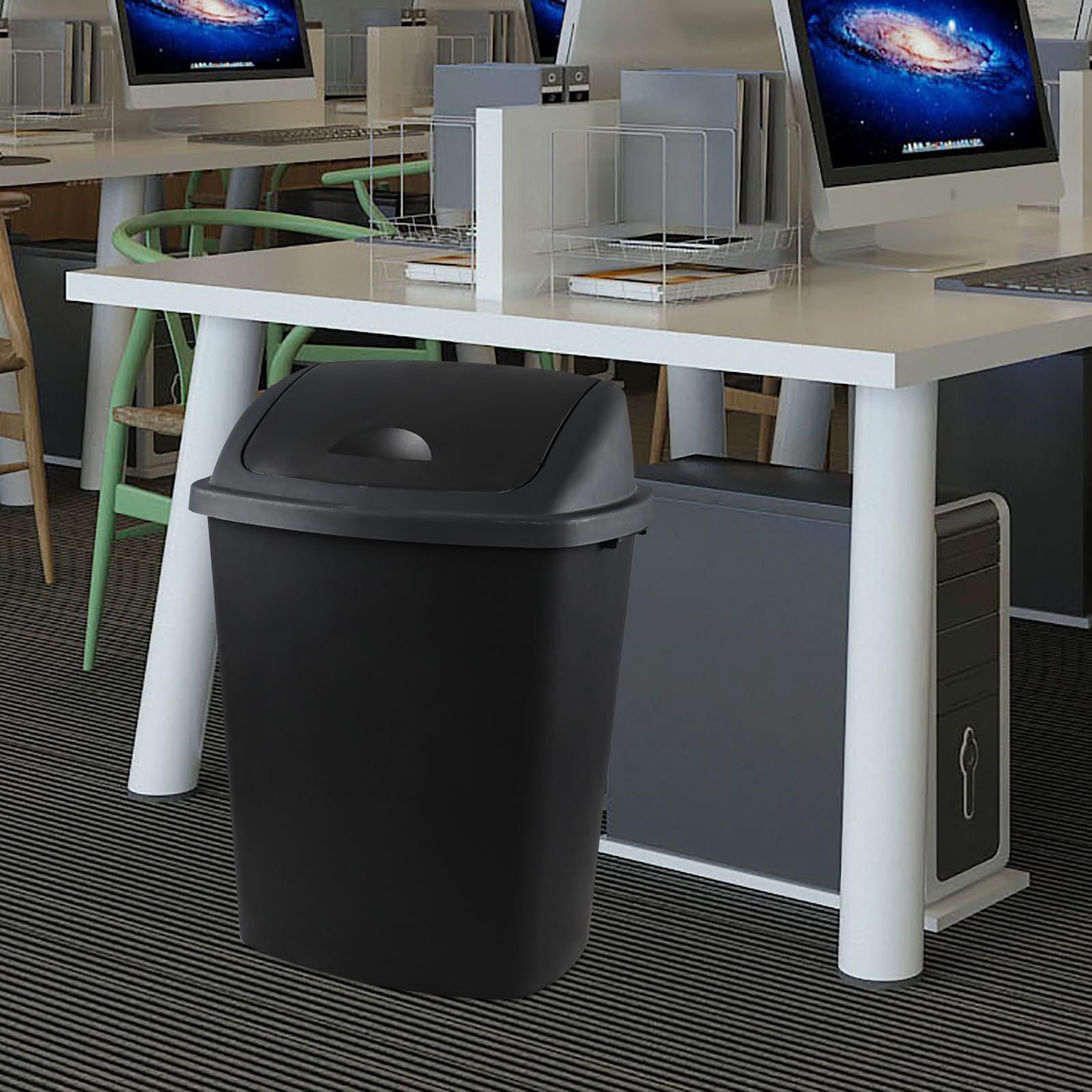 Uumitty Kitchen Trash Can 18.5 Gallon with Swing Lid, 70L Plastic Tall Garbage Can Outdoor and Indoor, Perfect for Commercial Offices, Home Office, 4 Pack