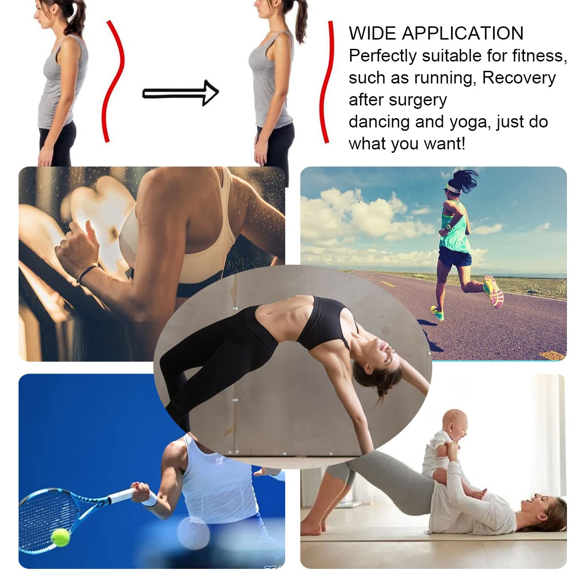 NonEcho Women Front Closure Sports Bra Push Up Yoga Bras Workout Gym Bra Top