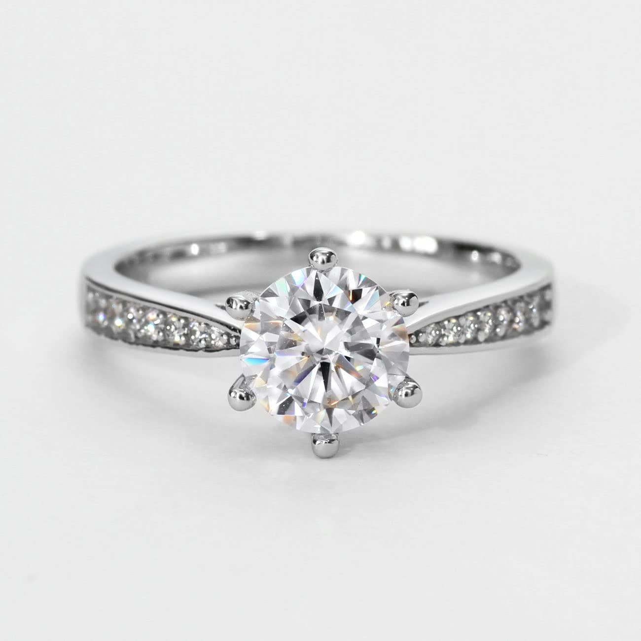 Michooyel S925 1ct Brilliant Round Cathedral Moissanite D Color,VVS Engagement Ring Wedding Promise Ring Sterling Silver Ring For Women