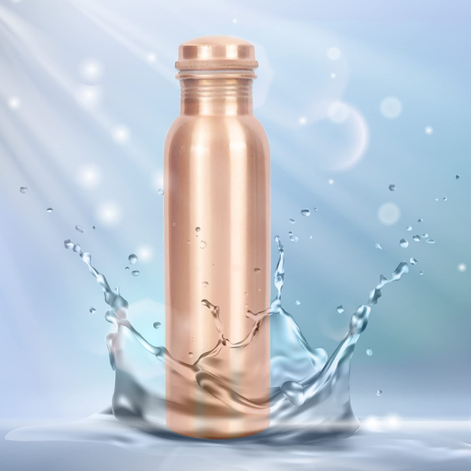 Moonovator Copper Water Bottle β 34 Oz, Large Vessel, Ayurvedic Copper Bottle, Leak Proof, Drinking Bottle | Copper Pitcher, Stay Hydrated and Enjoy Immediate Health Benefits (Plain)
