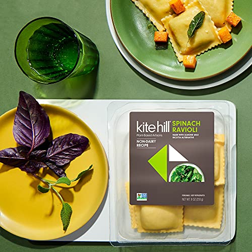 Kite Hill Spinach and Almond Milk Ricotta Ravioli Pasta, 9 Ounces, Dairy Free, Non-GMO, Vegan