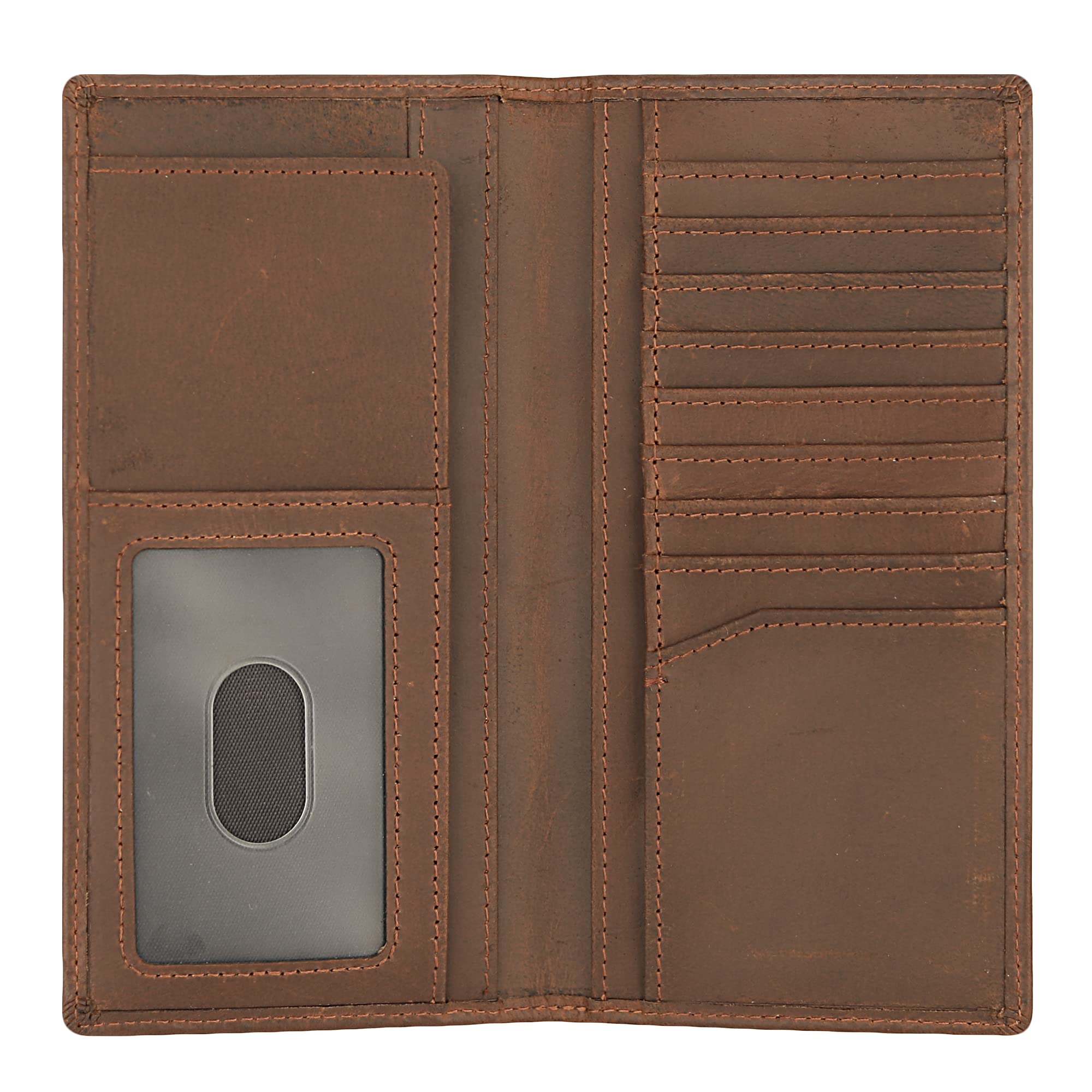 NopoWalli Long Wallets for Men, Genuine Leather Long Bifold Wallet Checkbook Wallets, Western Rodeo Wallet For Men, RFID Blocking Leather Construction