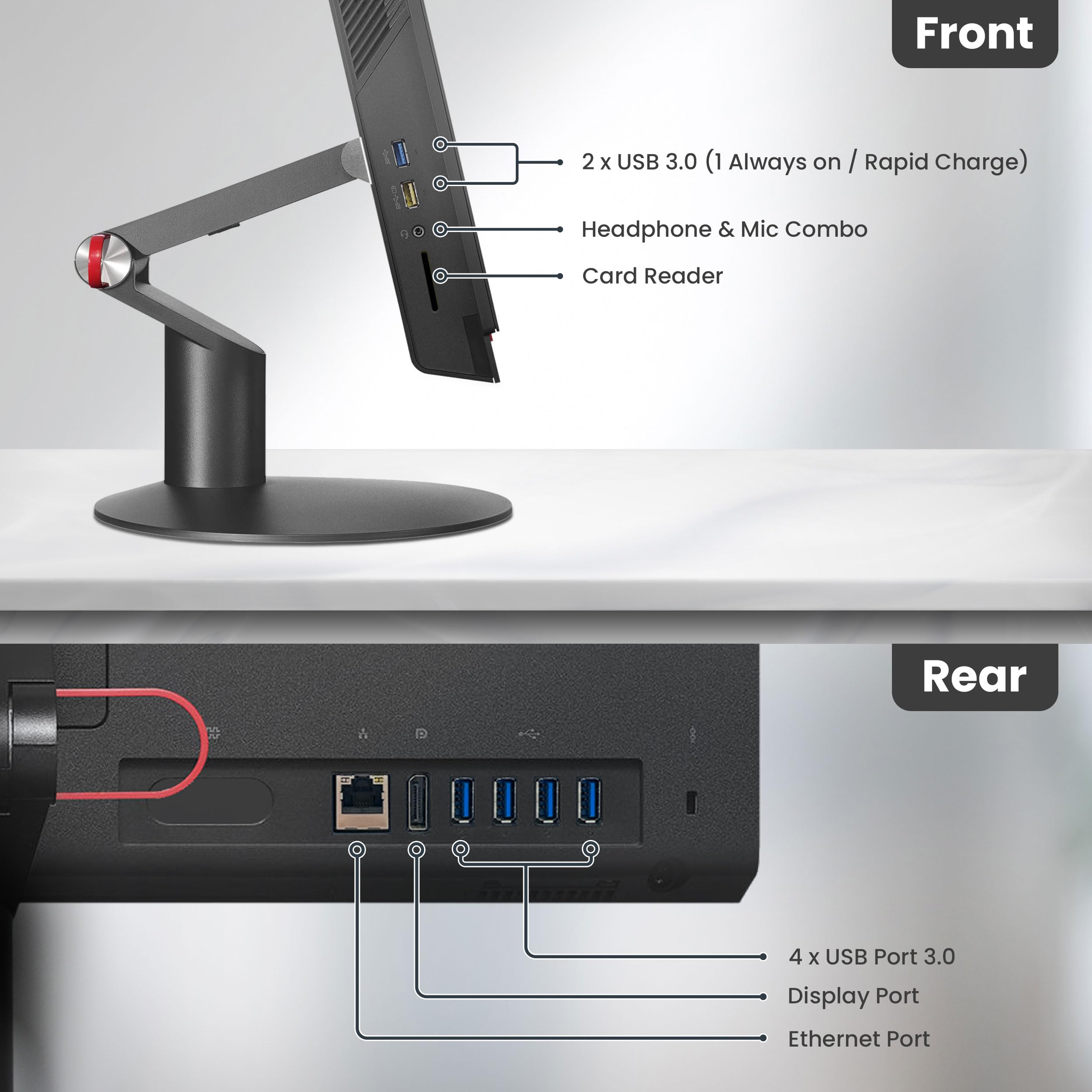 Lenovo ThinkCentre All-in-One Desktop Computer PC - Intel Core i5-6500, 8GB Ram, 256GB SSD, 21.5” FHD - WiFi & Bluetooth, Wireless Keyboard & Mouse, Windows 10 Pro - (Model - M810z) (Renewed)