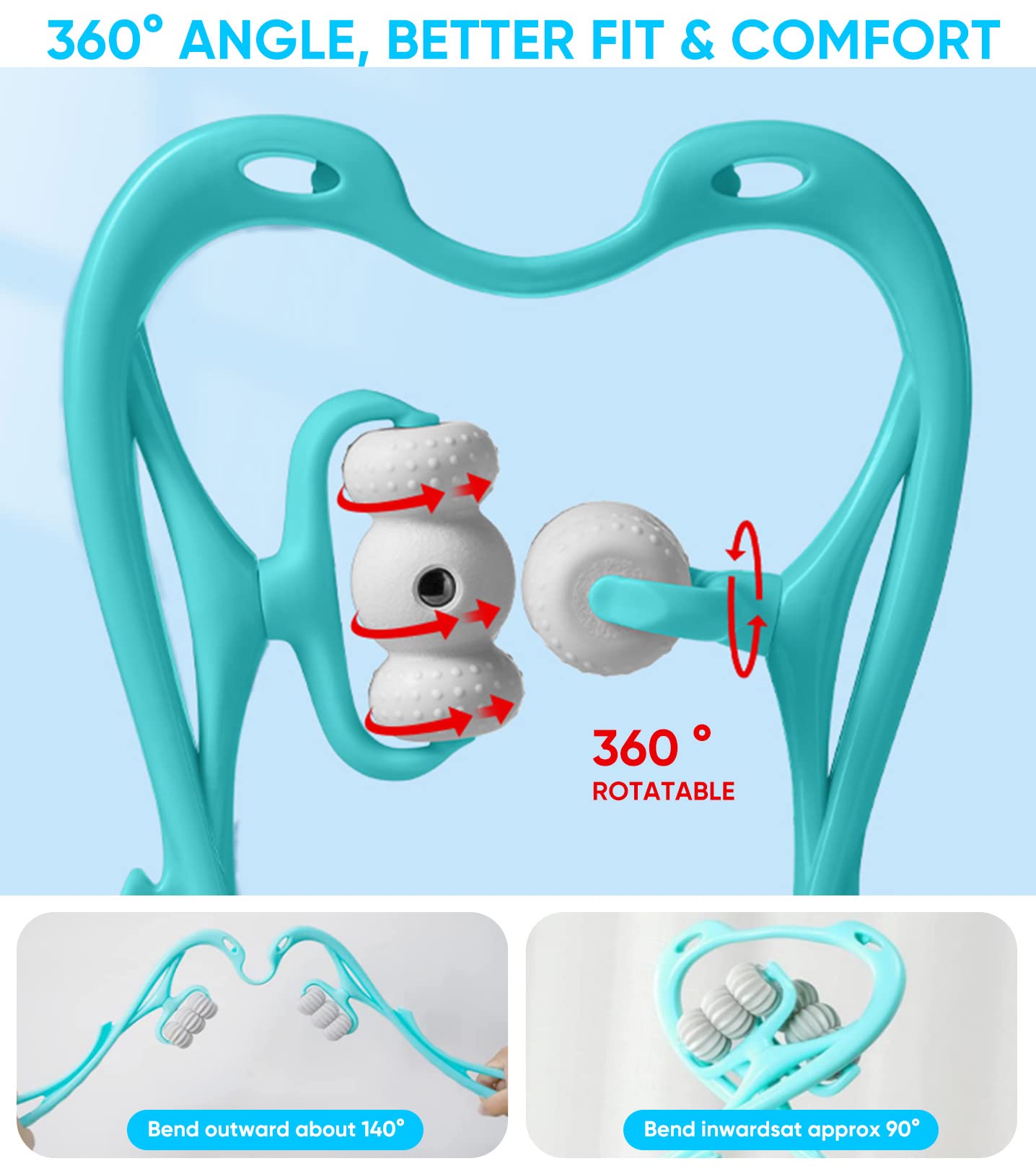 Neck Massager, Trigger Point Neck Roller, Neck Massager for Pain Relief Deep Tissue, Handheld Shoulder Massager Tool with 6 Balls Massage Point, Suitable for Legs, Waist, Neck and Shoulder Relaxer