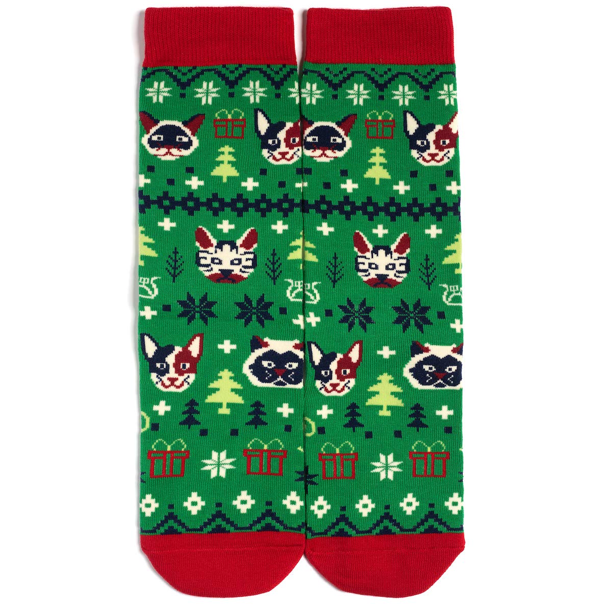 Lavley Funny Holiday Socks For Adults and Teens (Gifts For Christmas, Thanksgiving, Valentine's Day, Halloween) (US, Alpha, One Size, Regular, Regular, Xmas Cat)