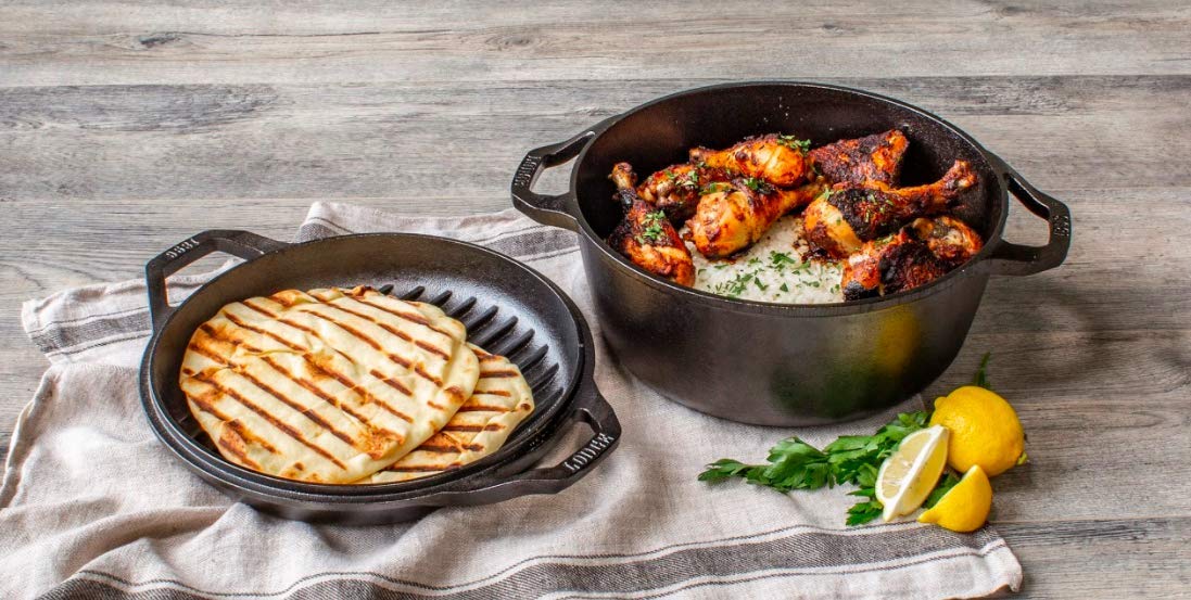 Lodge Cast Iron Chef Style 6-Quart Double Dutch Oven