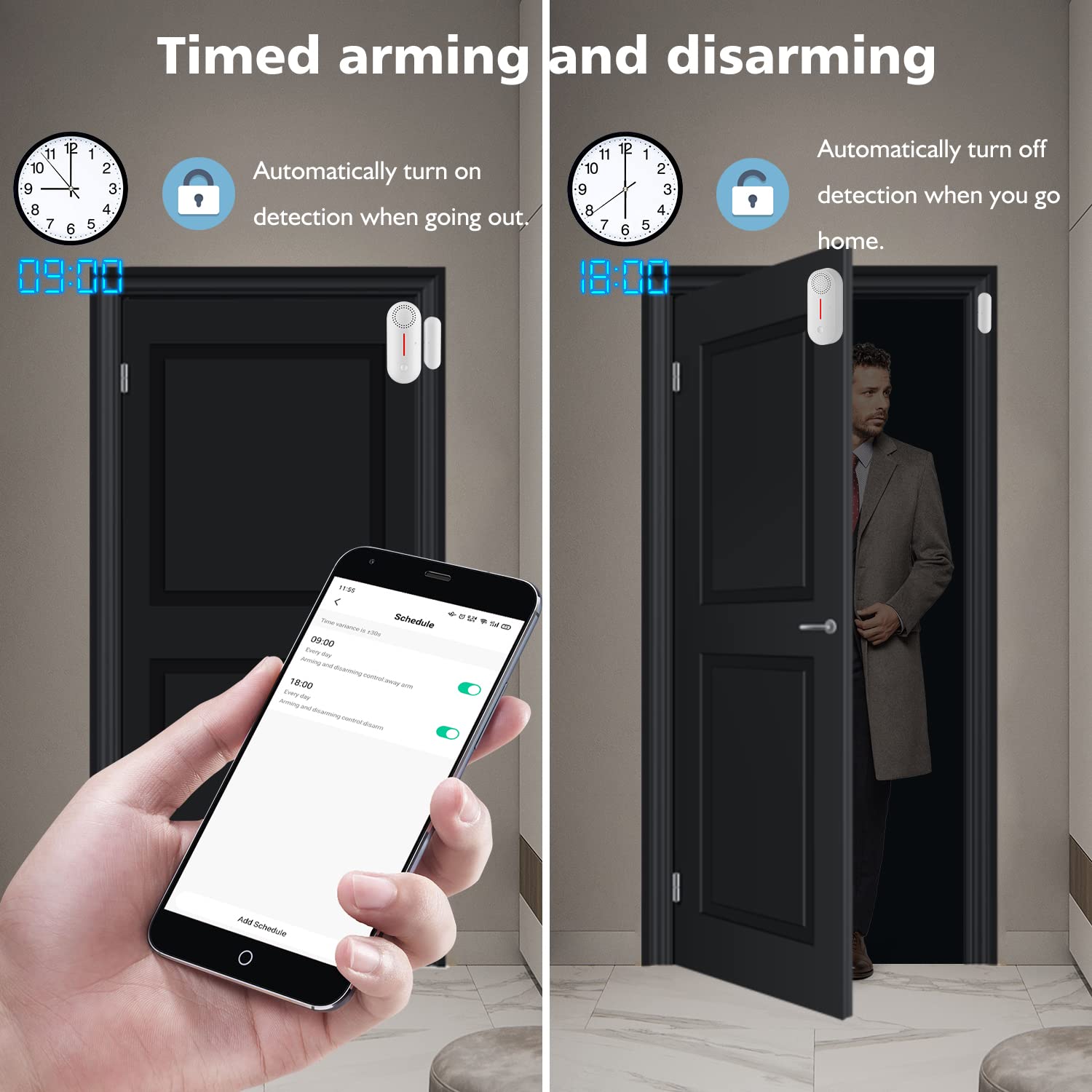 SEHOMY WiFi Door Open Sensor Alarm 120 db Loud (Timed Arming and disarming), Smart Window Alarms for Home Security, App Control Realtime Burglar Alert Compatible with Alexa Google Assistant