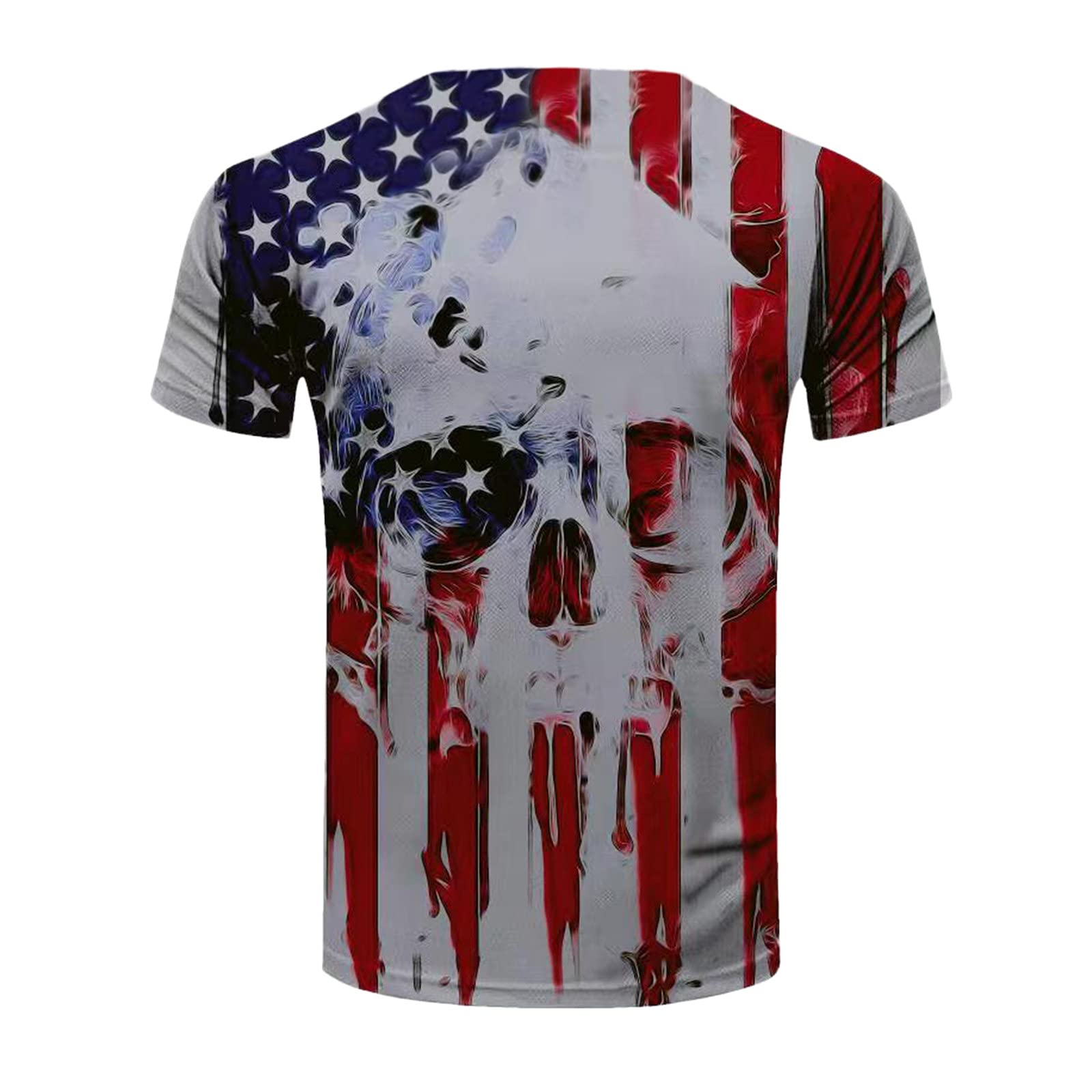 Mens Shirts Casual Summer Slim Fit Summer 3D Digital Printing Independence Day Funny Compression Graphic T-shirt Short Sleeve Blouse Red