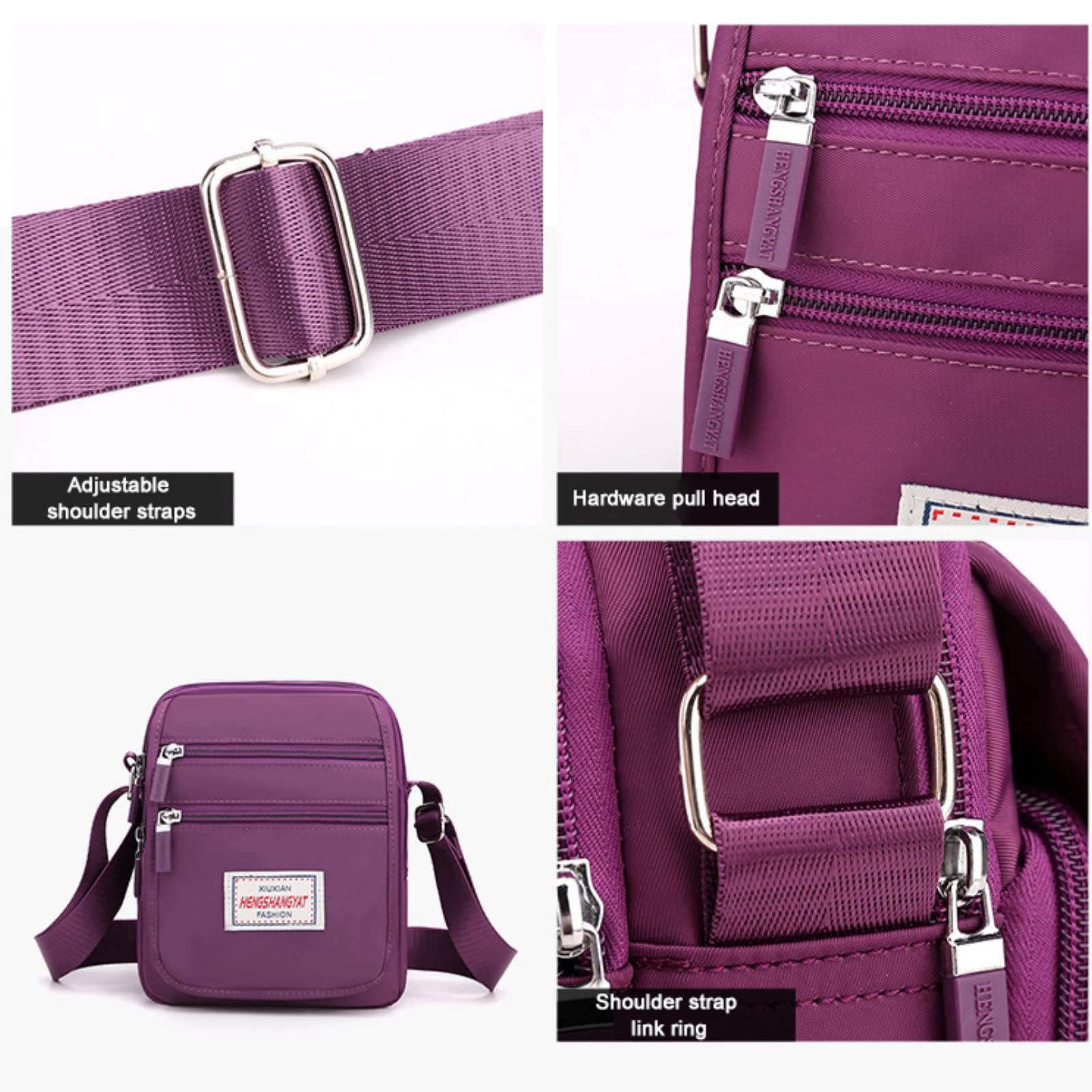 RKROUCO Casual Nylon Purse Handbag Crossbody Bag Waterproof Shoulder Bag for Women (Light Grey)