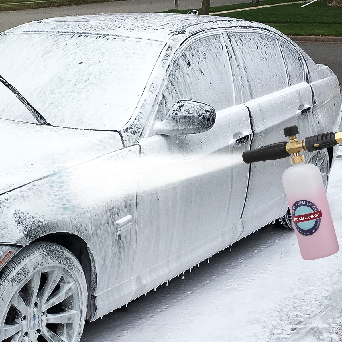 MATCEE Foam Cannon for Sun Joe SPX Series Pressure Washer Adjustable Snow Foam Lance Power Washer Gun Jet Wash Brass Quick Connector Foam Blaster 0.22 Gallon Bottle