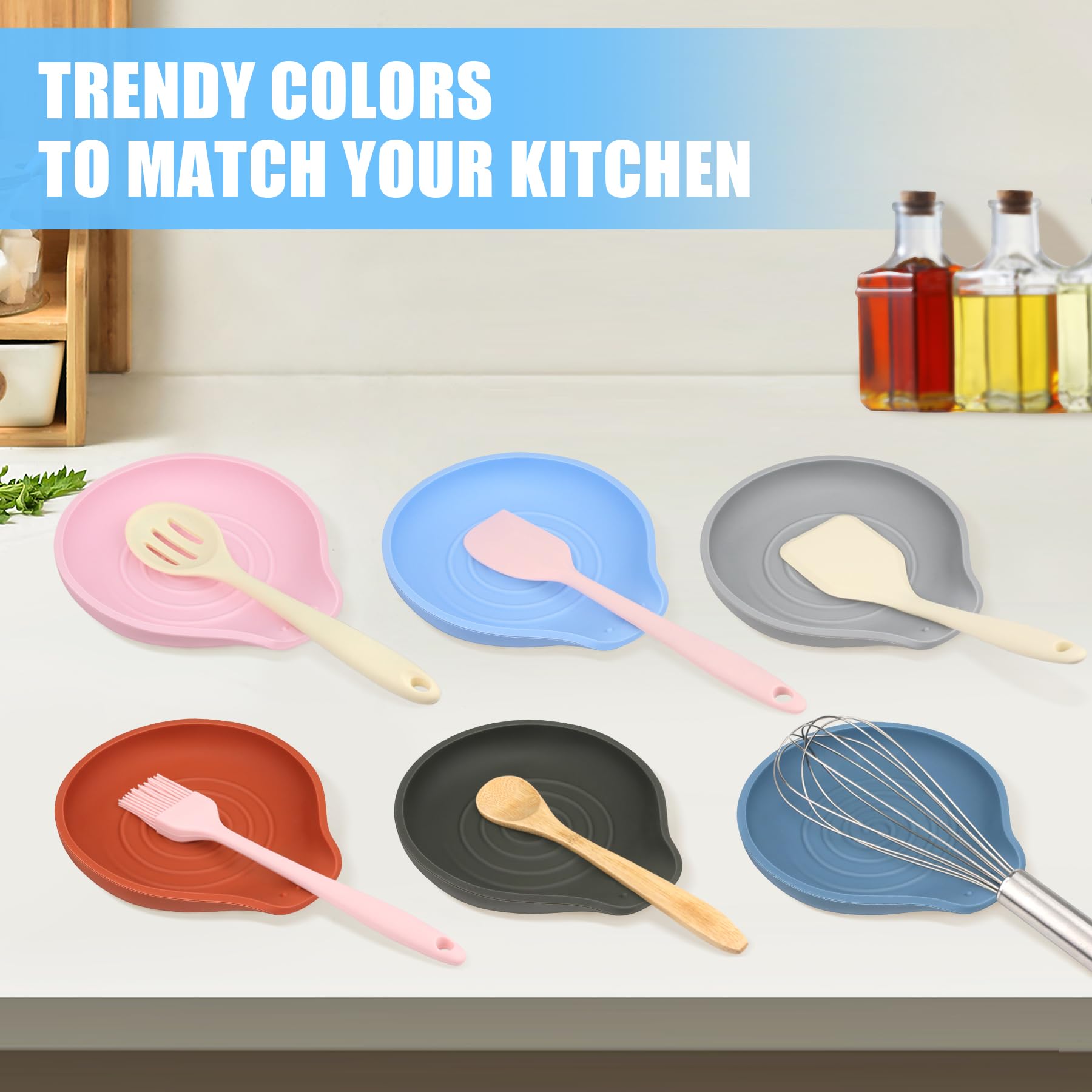 VanlonPro Silicone Spoon Rest for Stove Top - BPA-Free, Heat-Resistant Spoon Holder - Spoon Rest for Kitchen Counter - Large Cooking Utensil Rest for Spoons, Spatulas, Ladles or Tongs - Black