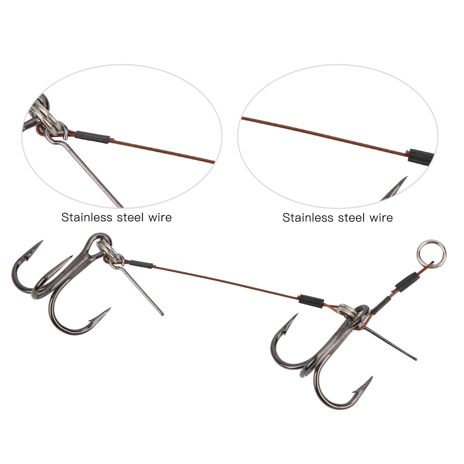 Natudeco 2PCs Triple Fishing Hook, Premium Quality Fishing Tackle Durable Barracuda Hook Line with Sharpened Corners for Saltwater and Freshwater Fishing
