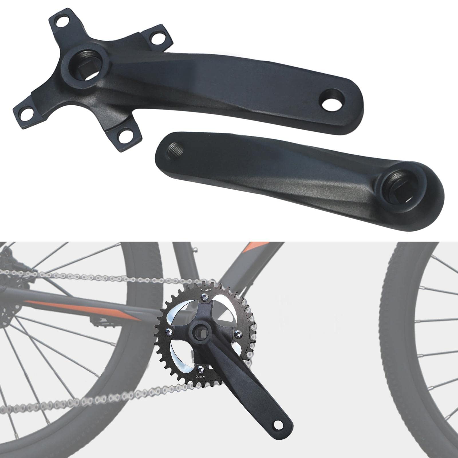 Mountain Bike Crankset Aluminum Alloy Crank 04 BCD Bike Crankset, 165mm