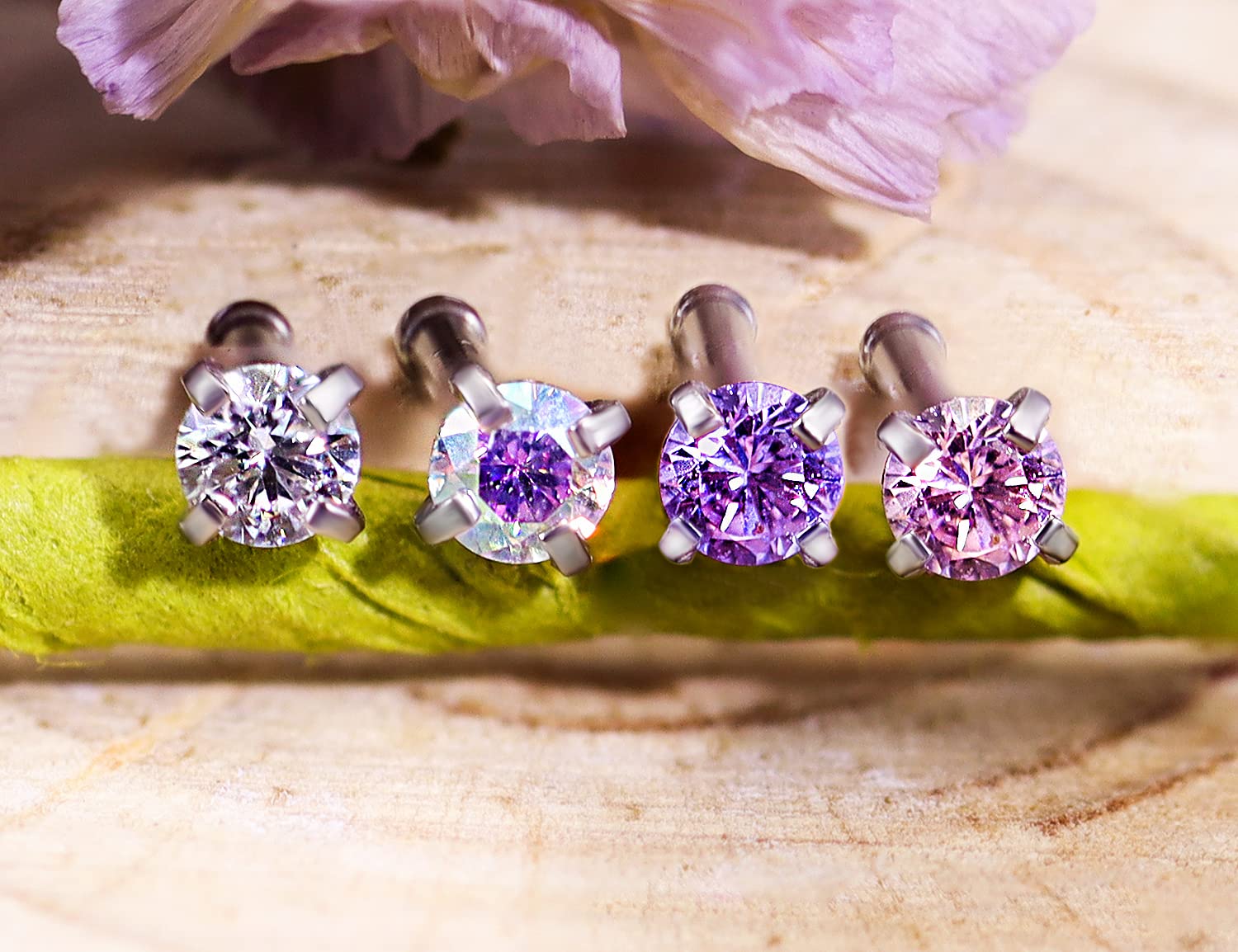 Kridzisw 18G Nose Rings for Women Stainless Surgical Steel Opal Diamond Silver Nose Ring Studs Corkscrew Screw Twist Spiral Nose Nostril Piercing Studs Hook Piercing Jewelry for Women Men 1.5mm