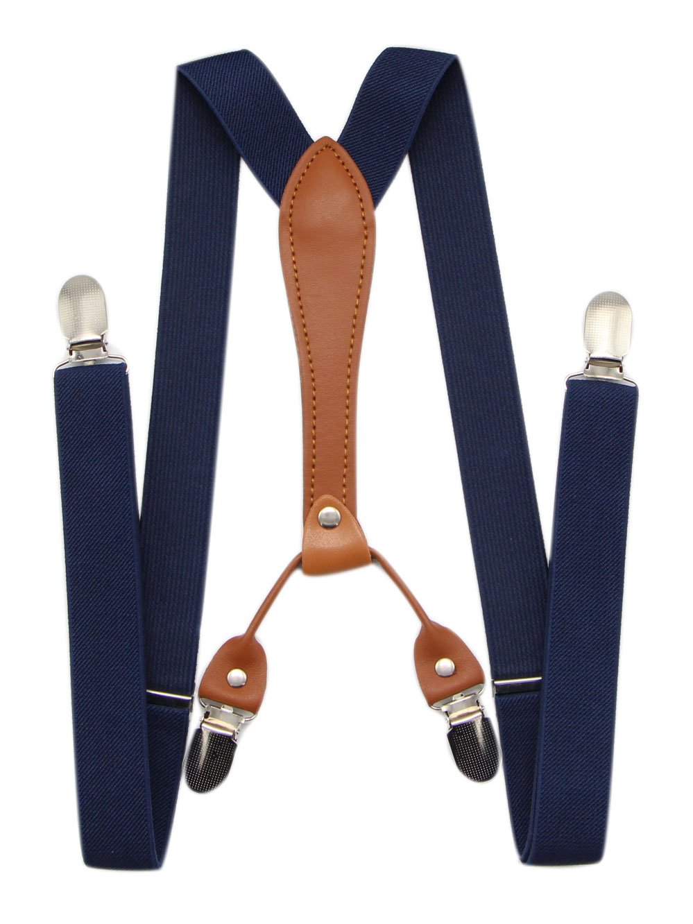 JAIFEI Suspenders & Bowtie Set- Men's Elastic X Band Suspenders + Bowtie For Wedding, Formal Events (Navy)