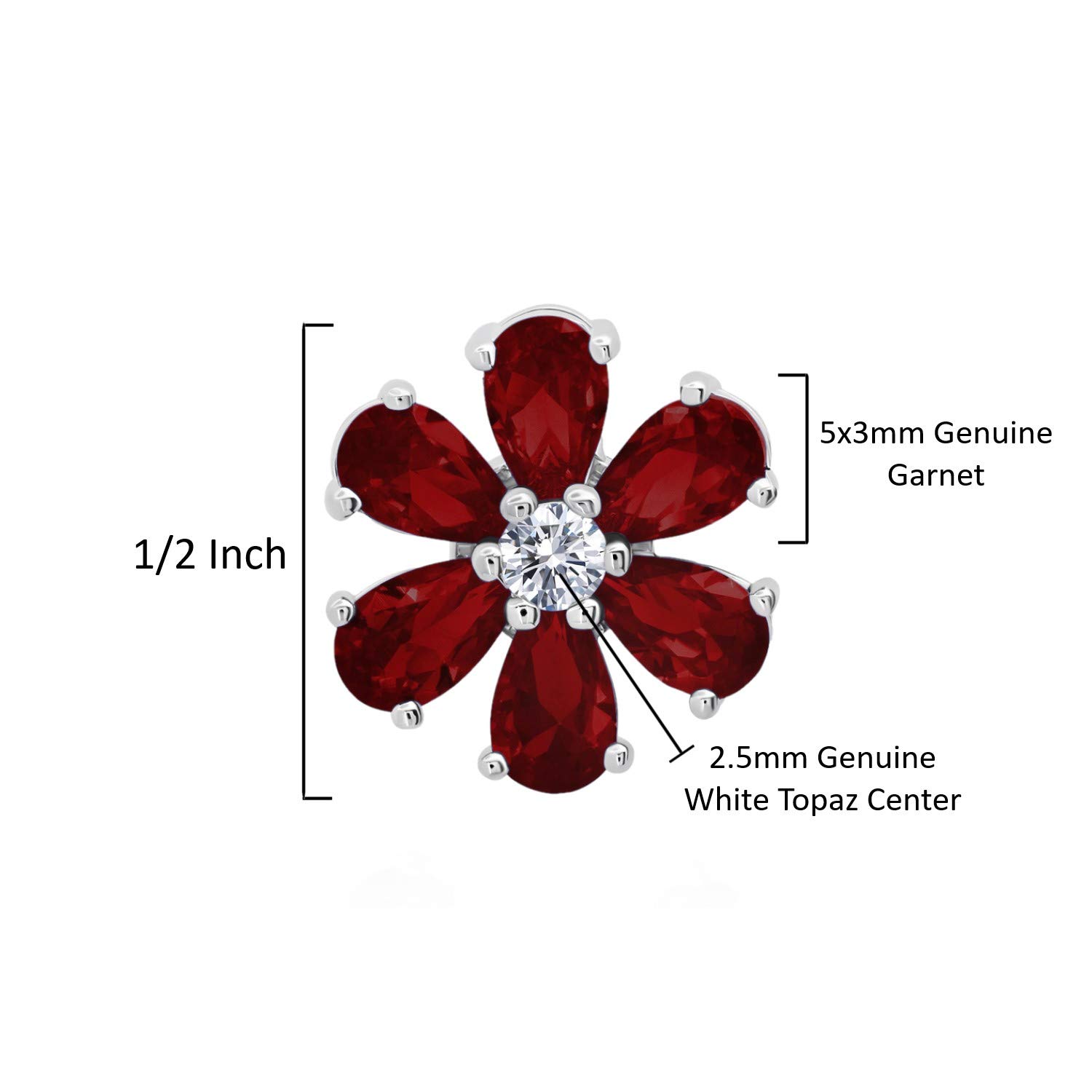 MAX + STONE Small Purple Amethyst Flower Stud Earrings for Women in 925 Sterling Silver with Push Backs and 0.5 Inch February Birthstone