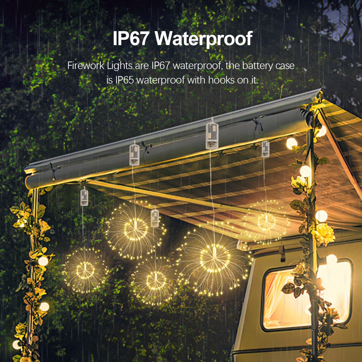 KIKILIVE 4 Pack Hanging Christmas Lights, LED Copper Wire Lights Fairy String Lights, Dimmable Decorative Twinkle Lights 8 Modes Waterproof with Remote Control for Garden Wedding Party