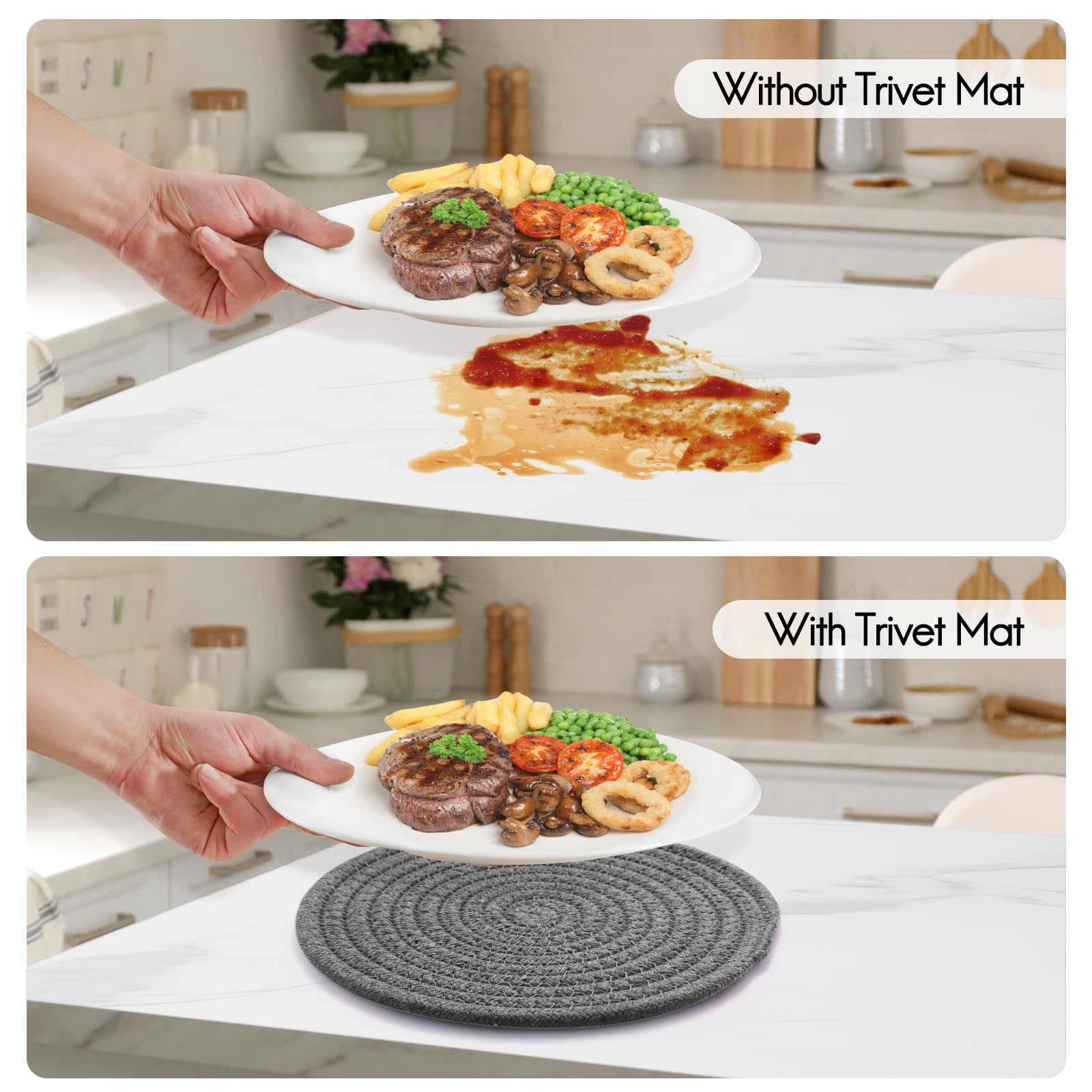 Ueixieo 7" Trivets for Hot Dishes, Hot pots and Pans, 4 Pcs Pot Holders for Kitchen,Heat Resistant Hot Holders are Used to Protect Your Furniture and Tables, Professional Home Essentials