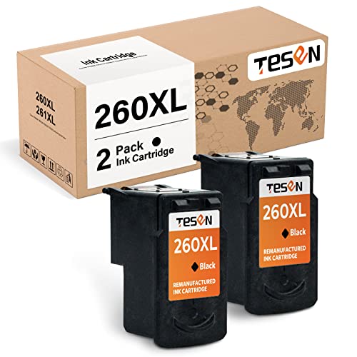 TESEN Remanufactured PG260XL Ink Cartridge Replacement for Canon PG-260 XL PG 260XL CL-261 XL Use with Canon PIXMA TS6420 TS5320 TR7020 Inkjet Printer (2 Pack, Black)