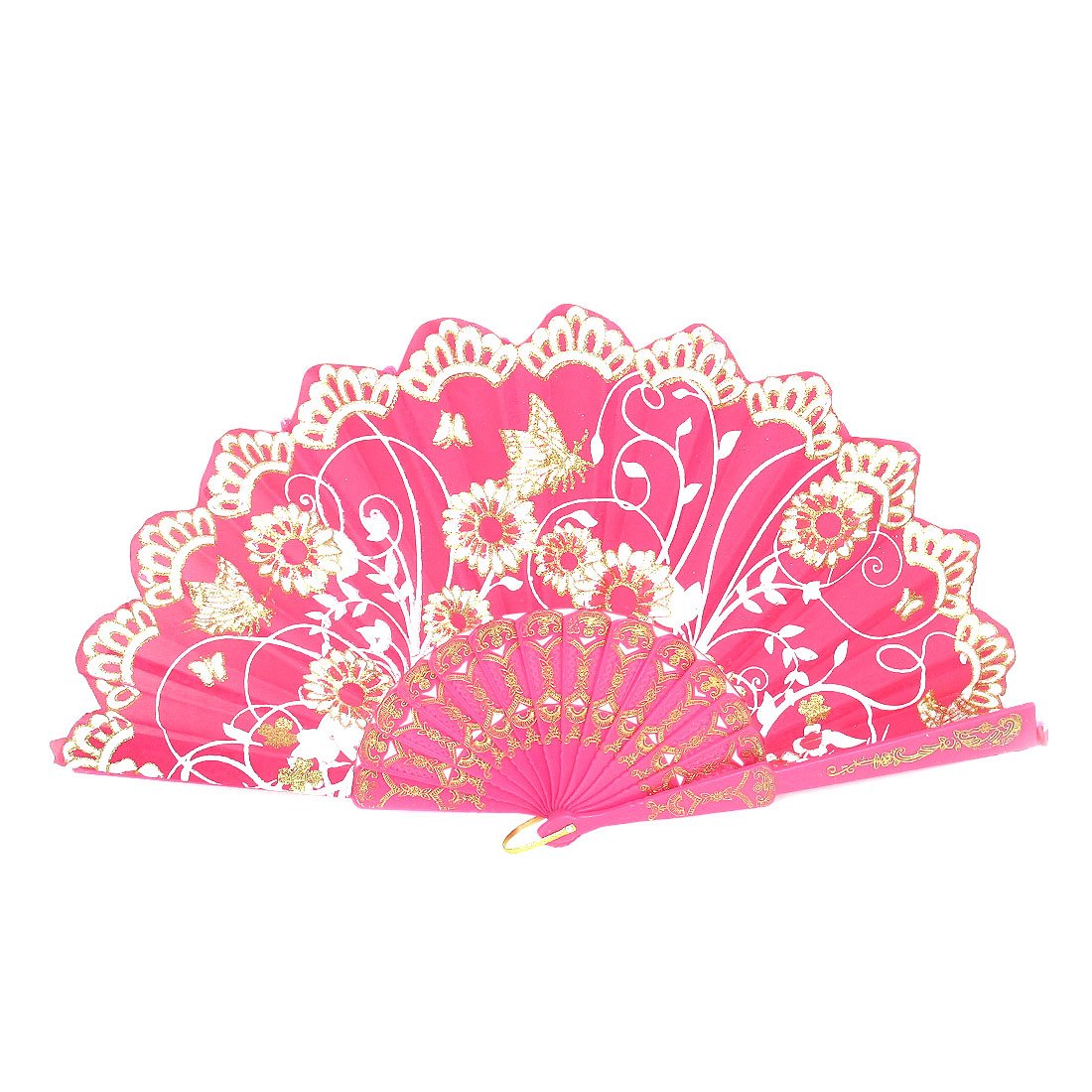 Qtqgoitem Wedding Party Plastic Frame Flower Print Folding Hand Fan w D Ring (model: 138 2a9 cc8 d39 a19)