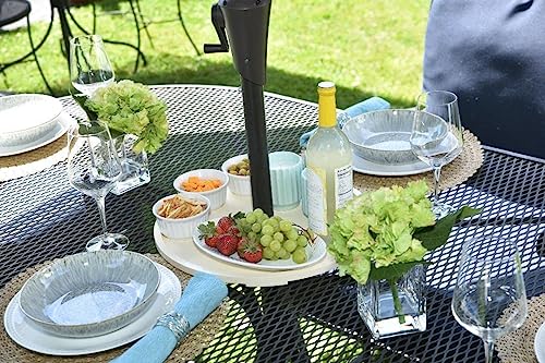 Lazy Susan Organizer - Perfect Accessory for Your Umbrella Table - NonToxic Durable 100% ABS Recyclable Plastic - Dim 16" D x 1/2" H - 2" Standard D. Centre Hole (1 PC Interlocked) - Made in America