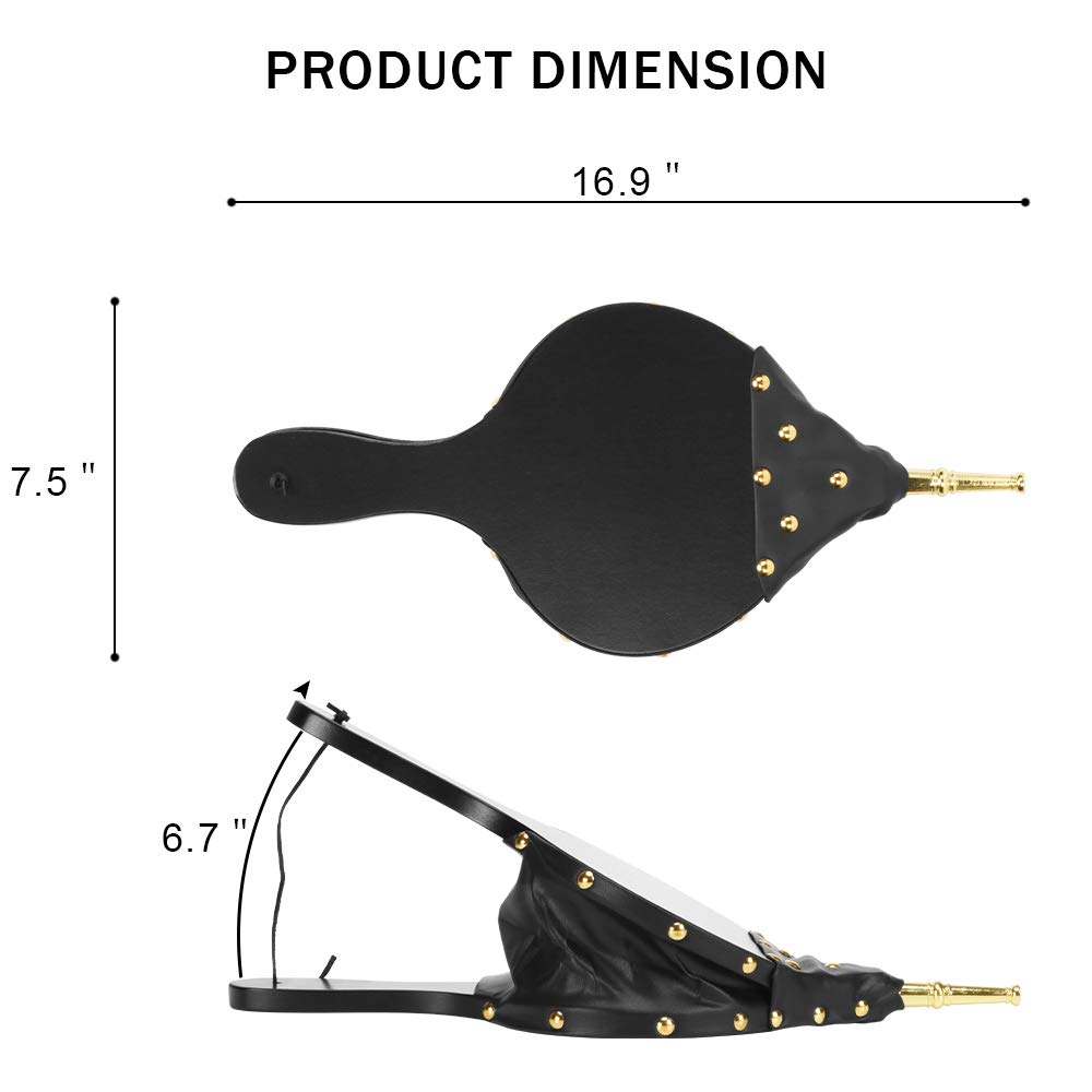 KLOLKUTTA Fireplace Bellows 17"x 7.5" Wood Air Blower for Outdoor Camping BBQ Hand Bellow Barbeque Tools Accessories with Hanging Strap Black