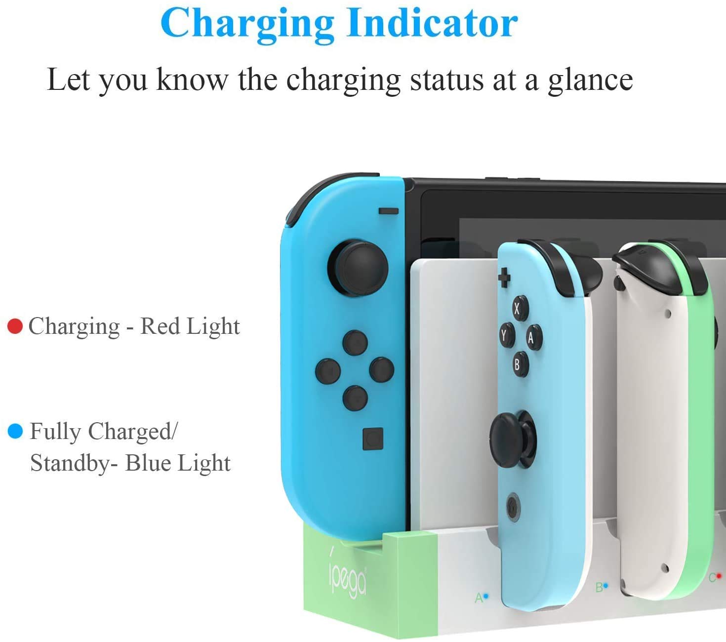 LightPro Switch Charger Dock for Nintendo Switch/Switch OLED Model (2021) Joy-Con Charging Dock Stand Station Base with Charging Indicator
