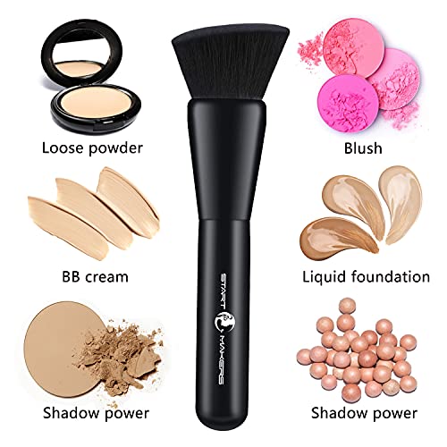 Kabuki Foundation Brush - Angled Foundation Brush for Cream Foundation, Liquid Foundation, Powder Makeup, Concealer, Blending Buffing Premium Foundation Makeup Brush (Single)