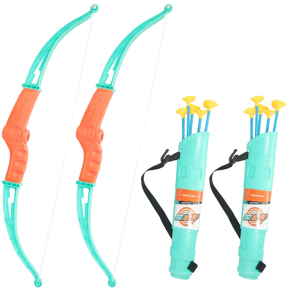 Metal Dragon 77th 20.5inch Heavy-Duty Archery Set Include 2 Bows 2 Quivers 10 Suction Cup Arrows for Outdoor Game Simulation Hunting Cosplay Costumes