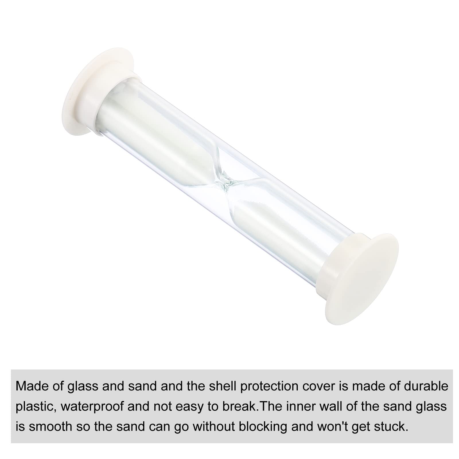 PATIKIL 3 Minute Sand Timer, 10Pcs Small Sandy Clock with Plastic Cover, Count Down Sand Glass for Games, Kitchen, Party Favors DIY Decoration, White