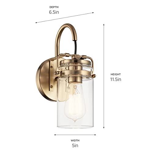 Kichler Brinley 24" Vanity Light in Brushed Nickel, 3-Light Farmhouse Bathroom Vanity Light with Clear Glass, (24" W x 10" H), 45689NI