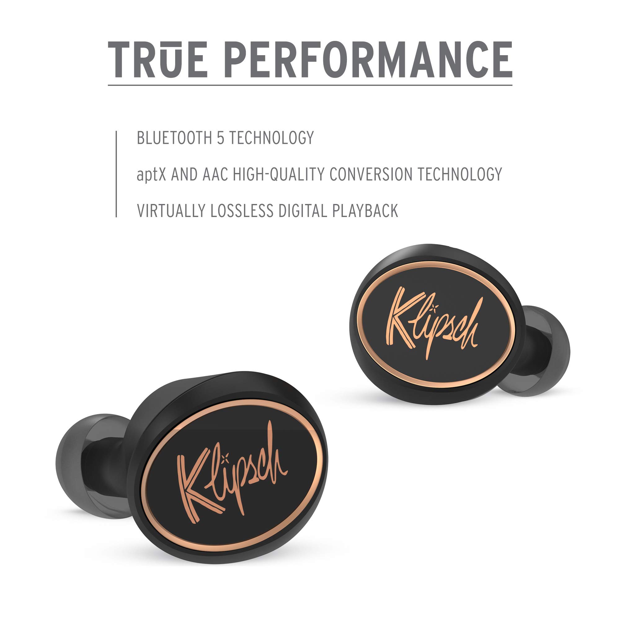 Klipsch T5 True Wireless Earphones - True Wireless Earbuds with Bluetooth 5 (Renewed)