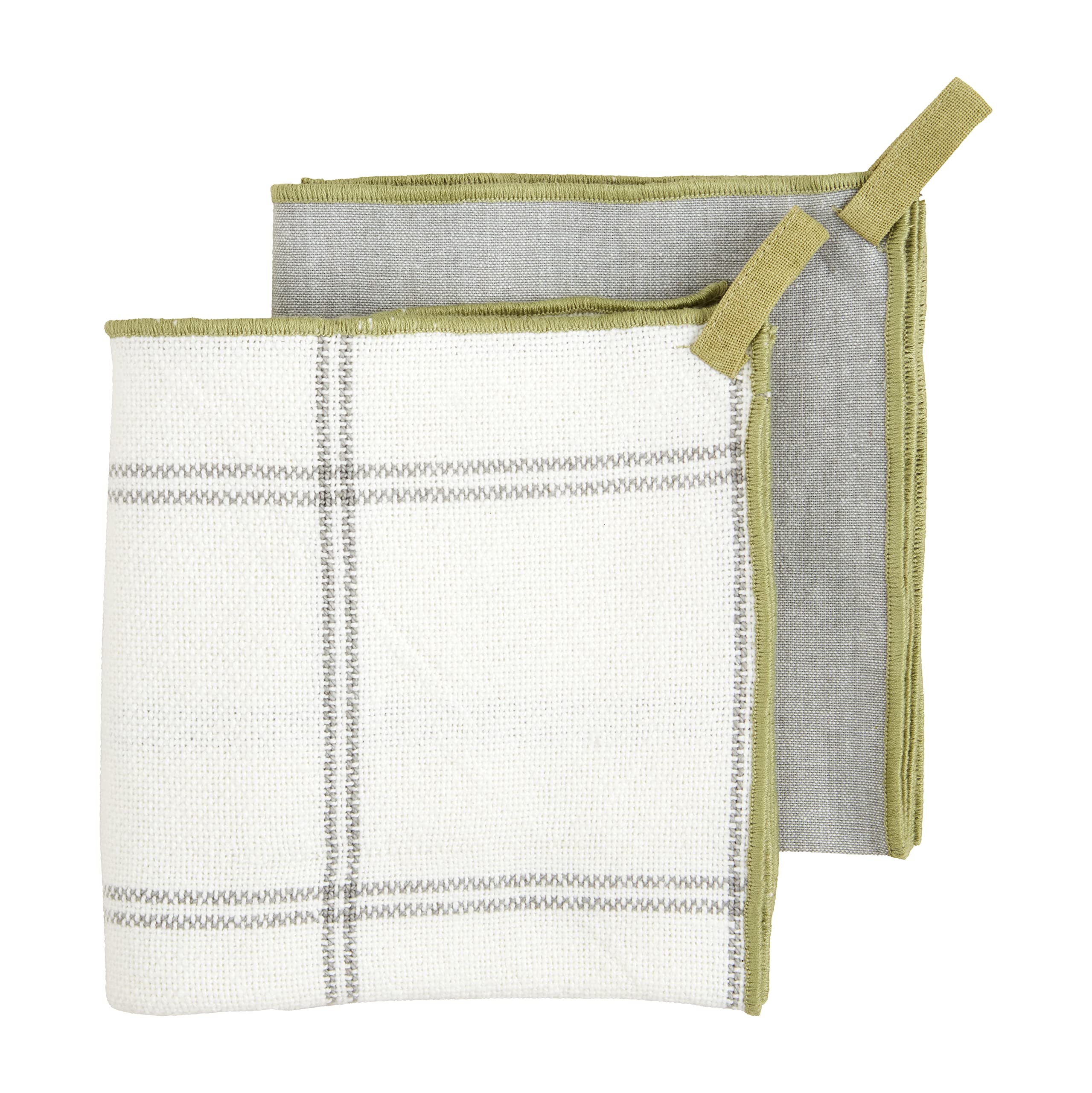 Mud Pie Gray Stitched Edge Towels, 26" x 16 1/2"