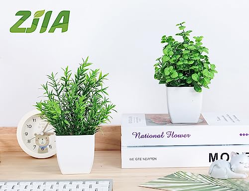 ZJIA 2 Packs Fake Plants Small Artificial Greenery Faux Plants Indoor for Home Farmhouse Bathroom Shelf Decor