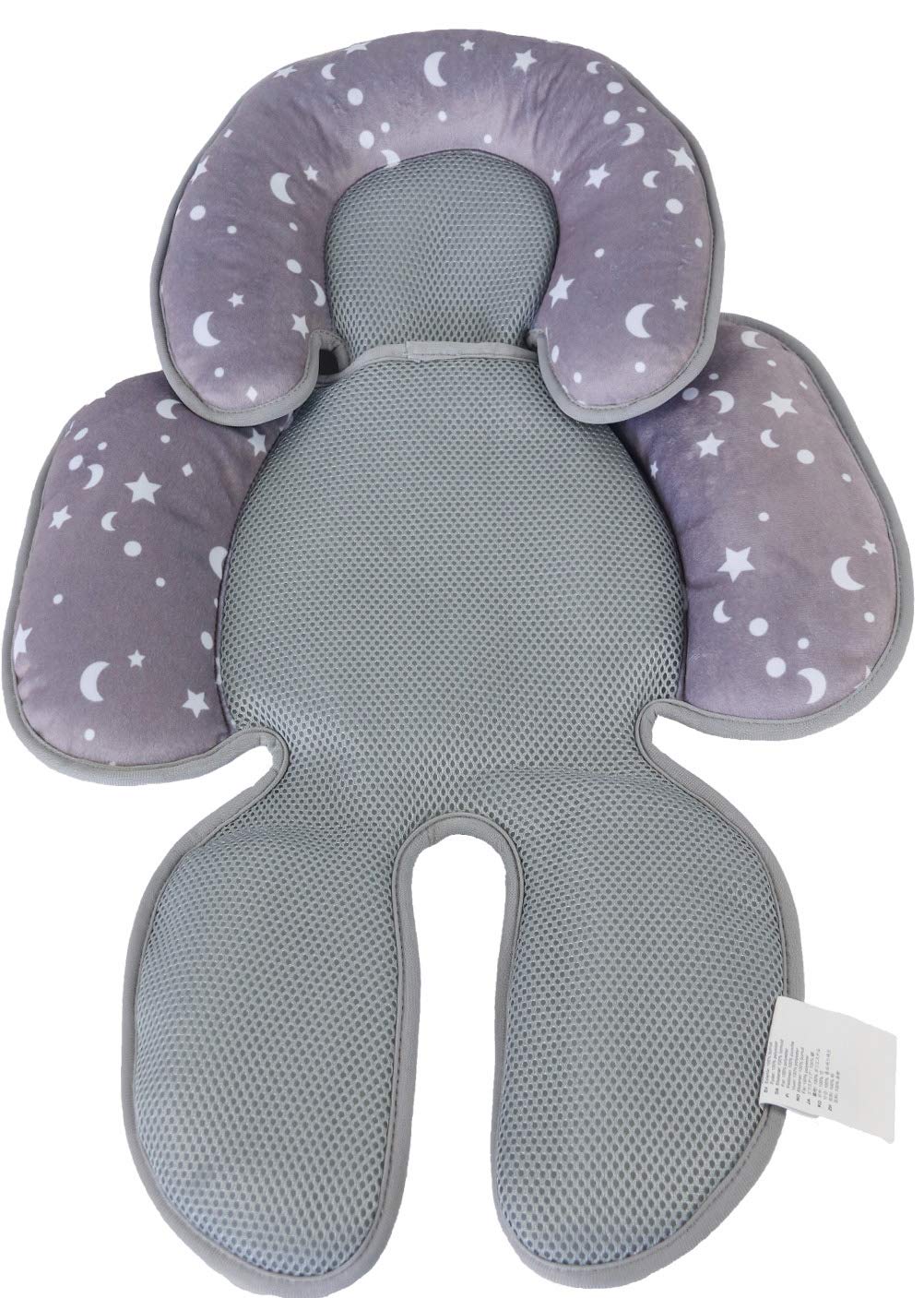 Long-Ci Baby Car Seat Pad Reversible with Head Neck Body Support for Stroller in Velvet Star