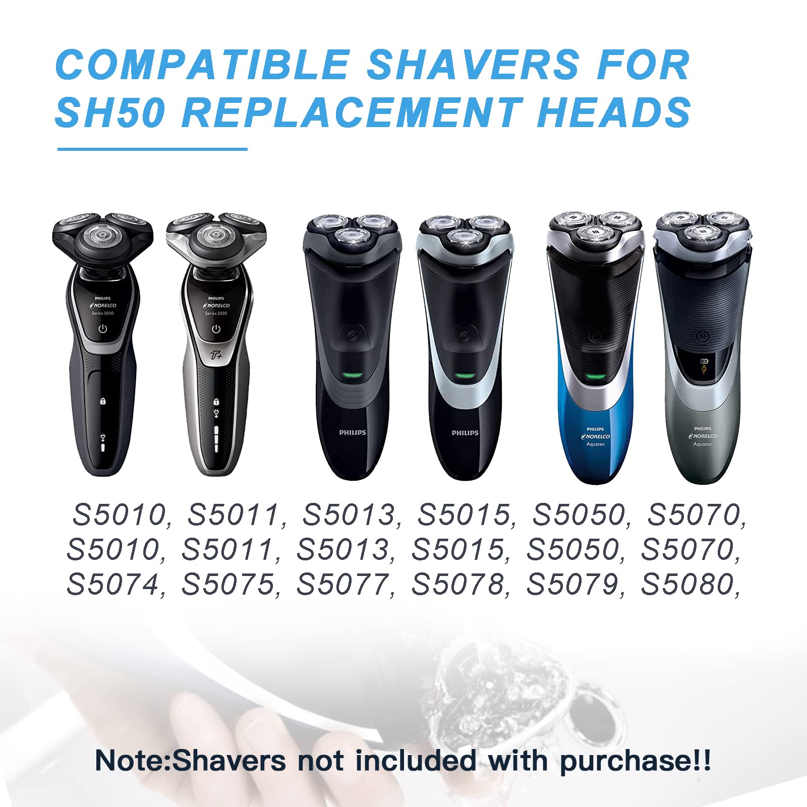 SH50/52 Replacement Complete Heads for Philips Norelco Shavers Series 5000/6000, OEM SH50 MultiPrecision Blades Upgrade Head