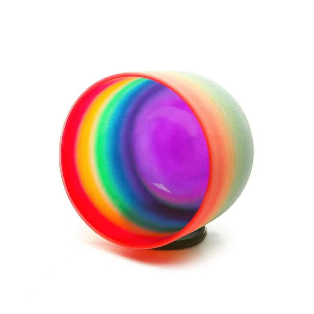 KVKA Rainbow Crystal Singing Bowl 8 Inch C Note Root Chakra Sound Bowl with Travel Heavy Duty Carrying Case 432hz for Yoga Sound Healing