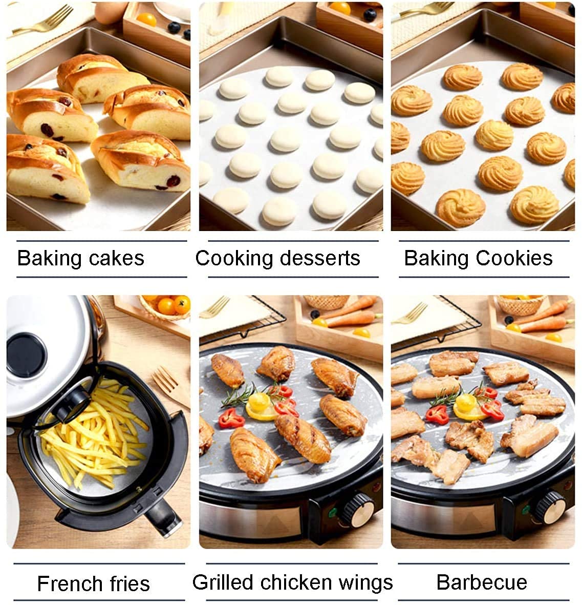 Non-Stick Round Parchment Paper- 6 inch - 100 Eco-Friendly Pack - Baking Paper Liners for Round Cake Pans Circle Cheesecake, Cooking, Air Fryer