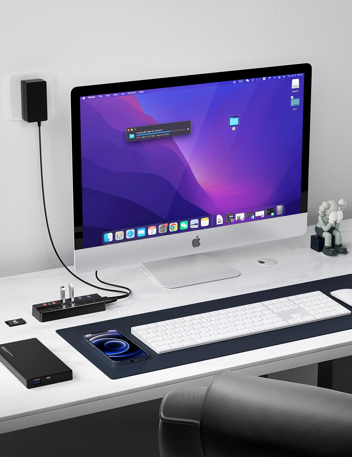 Powered USB 3.0 Hub, LURMMUE 6-Port USB Hub (4*USB 3.0 Data Ports and 2*QC 3.0 Charging Ports) with Individual On/Off Switches, 12V/4A Power Adapter for Mac, PC, Laptop, Computer
