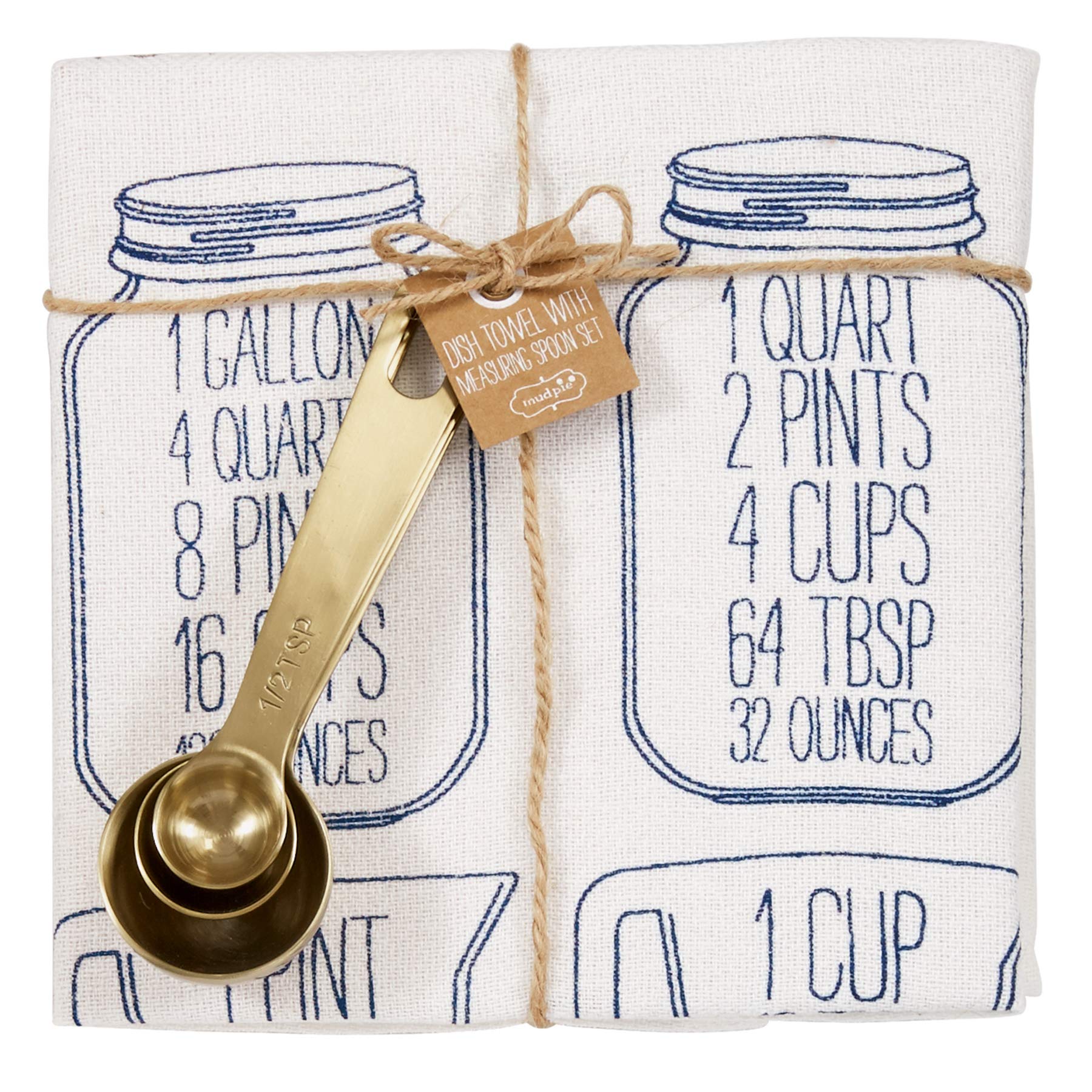 Mud Pie Measuring Spoon and Dish Towel, 2 Piece Set (Measurement Conversion)