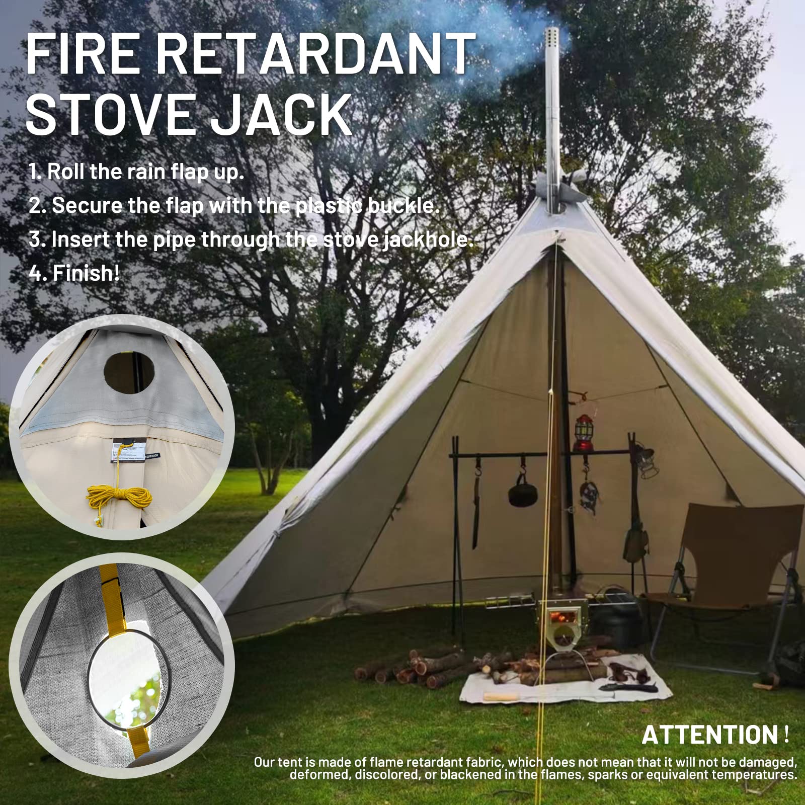 MIER Hot Tents with Stove Jack for 4-6 Person, White