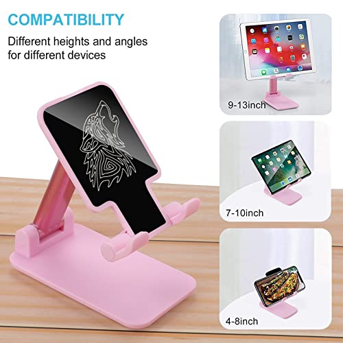 Tribal Wolf Howl Foldable Desktop Cell Phone Holder Portable Adjustable Stand for Travel Desk Accessories