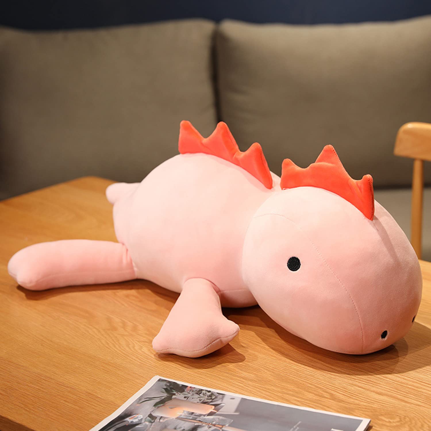 Philicoco 3.5 lbs Weighted Dinosaur Plush, Dino Weighted Plush Animal Stuffed Dinosaur Throw Pillow(Pink Dino 26" 3.5 lbs)