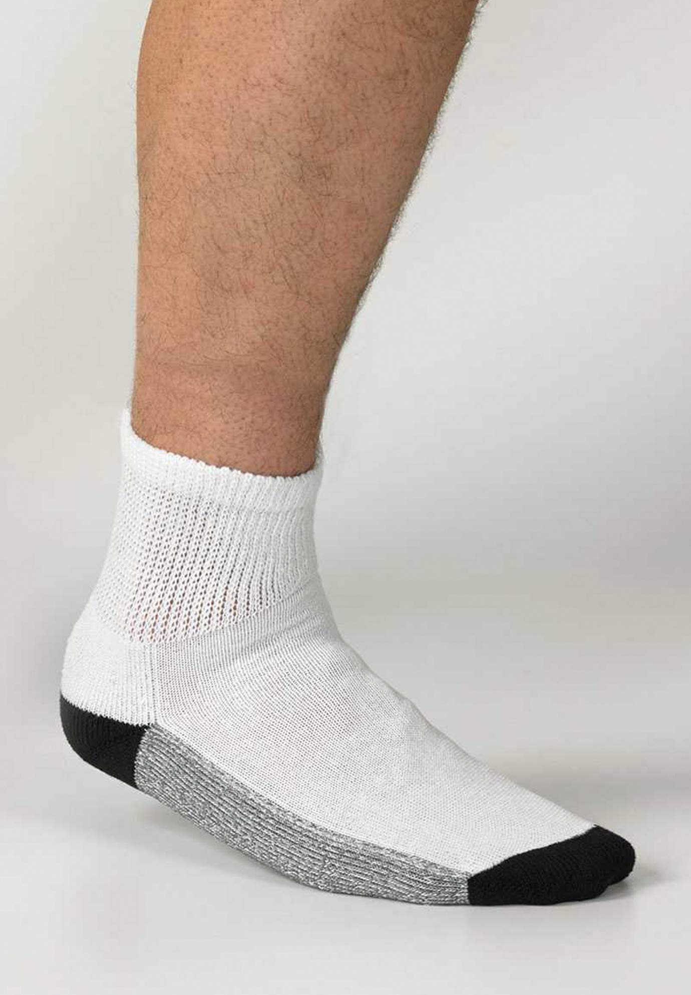 KingSize Men's Big & Tall 1/4 Length Cushioned Crew Socks 3-Pack - 2XL, Black