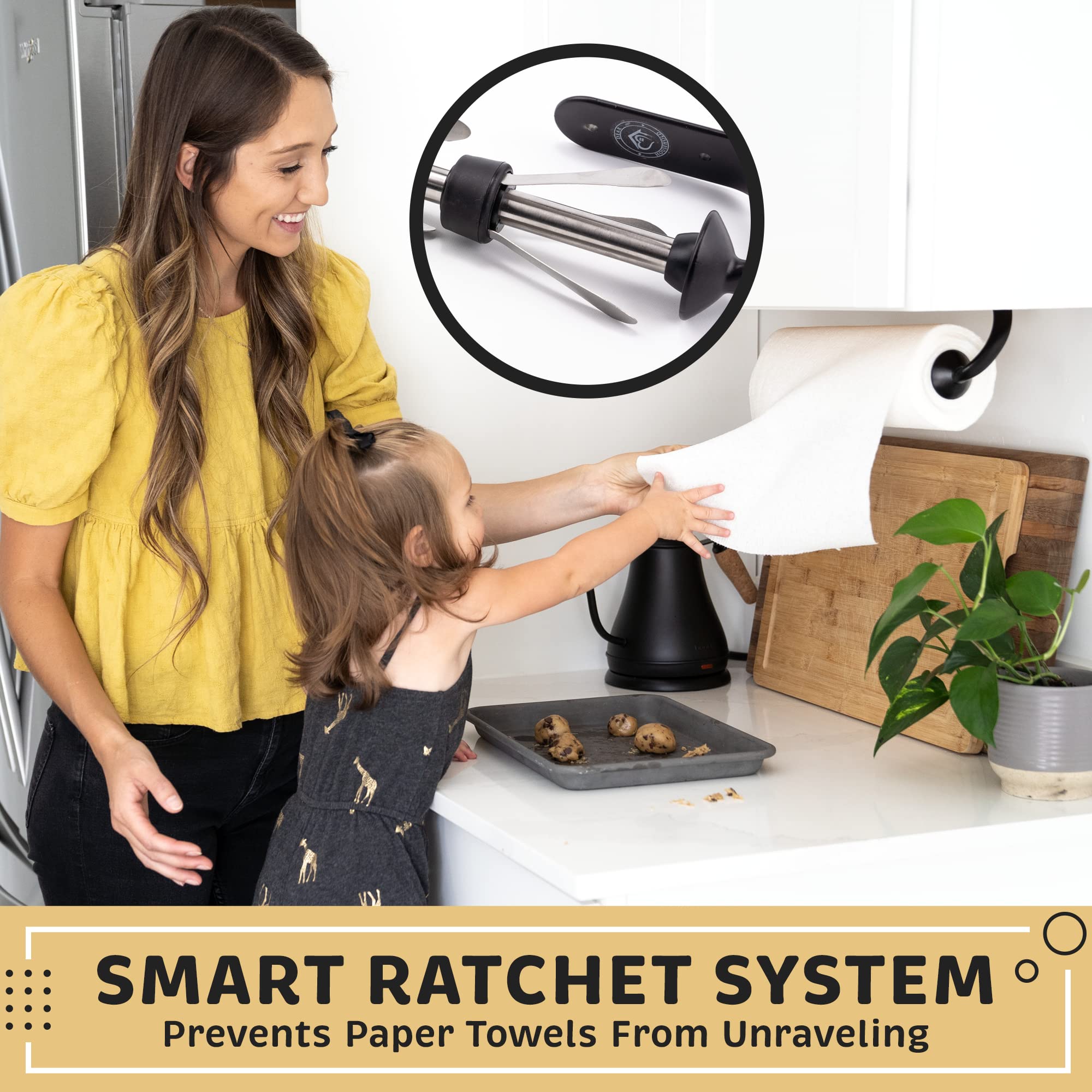 One Handed Tear Wall Mounted & Under Counter Paper Towel Holder Dispenser - Stainless Steel Wall Mount Paper Towel Holder - Easy to Install Horizontally or Vertically - Hardware Included โ 11 Inches
