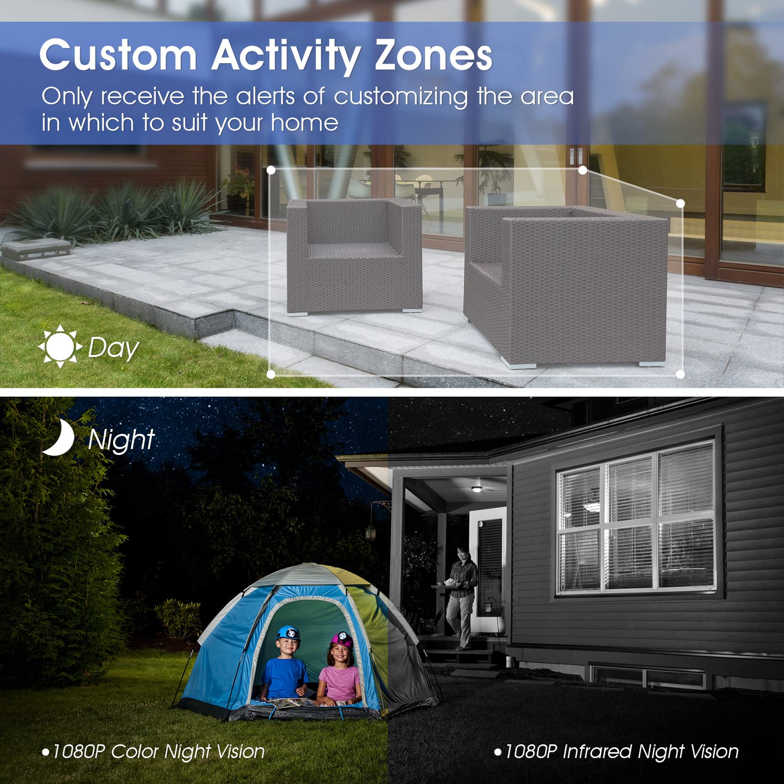 Security Cameras Wireless Outdoor, Secam 9600 mAh Battery Powered Cameras for Home Security with Spotlight Siren Alarm, 1080P, AI Motion Detection, Color Night Vision, 2-Way Talk, Waterproof, SD/Cloud