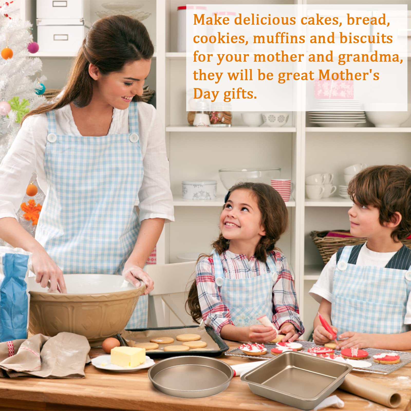 Nonstick Bakeware Sets Baking Pans Set Toaster Oven Trays, Kitchen Baking Essentials with Pizza Pan Cake Pan Bread Loaf Box Muffin Pan Cookie Sheet