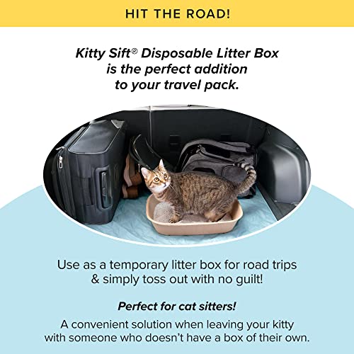 Kitty Sift (6-Pack) Disposable Cat Litter Box, Sustainable, Clean - Jumbo, 6-Pack