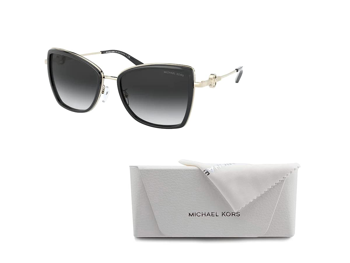 Michael Kors Corsica MK1067B 10158G 55MM Light Gold/Crimson/Dark Grey Gradient Cateye Sunglasses for Women + BUNDLE With Designer iWear Eyewear Kit