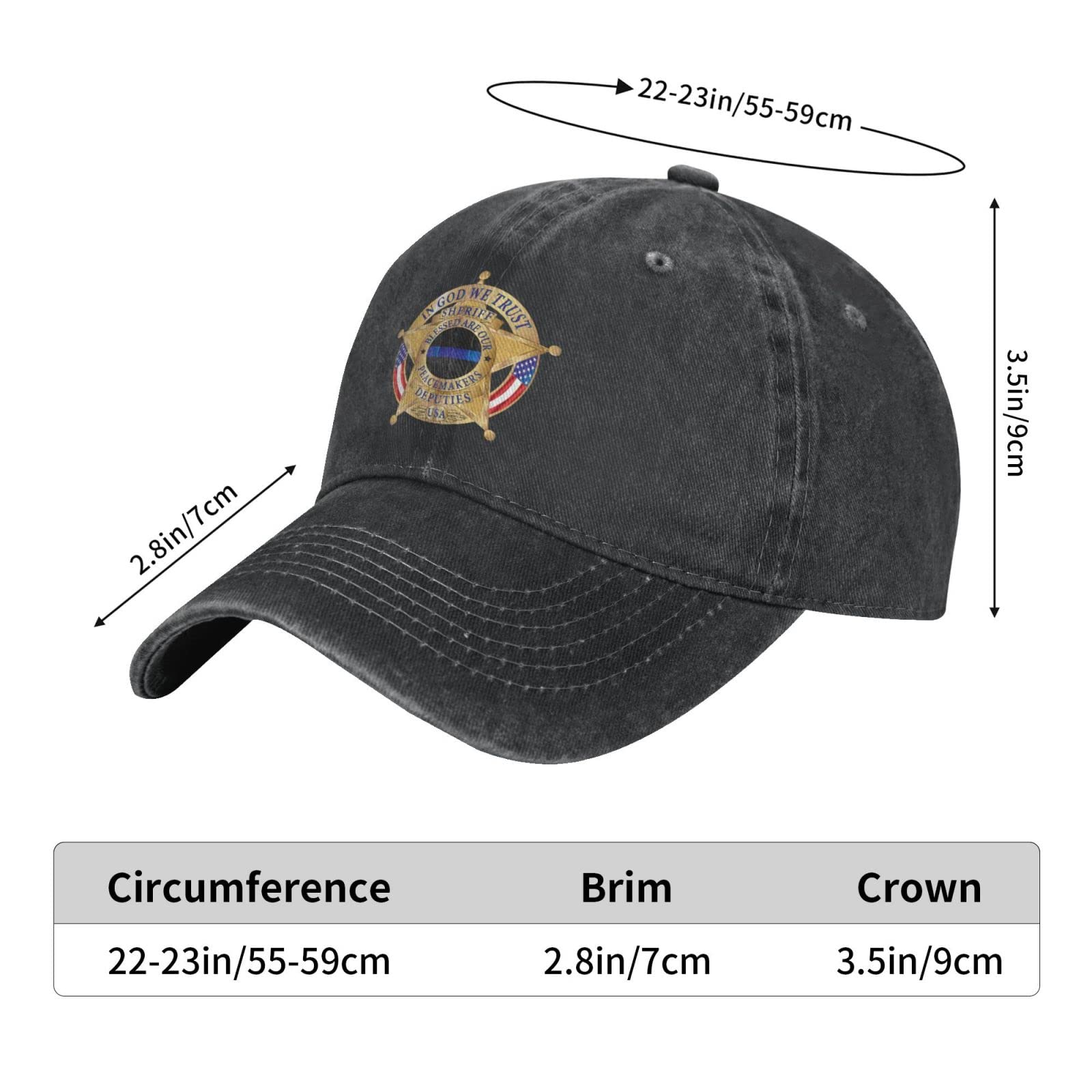 Nutasel Sheriff Deputies Flag Baseball Cap Dad Hat Unisex Classic Polo Style Cowboy hat Adjustable Size Black